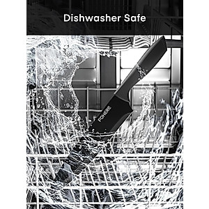 Knife Block Set, FOHERE 13 Pcs Self Sharpening Knife Set, High Carbon Stainless Steel BO Oxidation Knife Set with Anti-slip Handle, Dishwasher Safe, Matte Gray