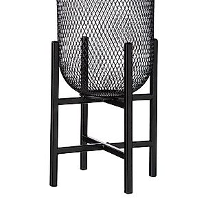 Solar Lantern Outdoor Waterproof Metal Hollow Out Standing Solar Light for Patio/ Garden/ Deck Warm Yellow Edison Bulb Solar Powered Lantern Decor