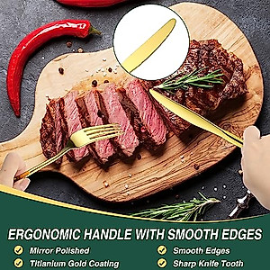 30-Piece Gold Silverware Set, Blingco Gold Flatware Set for 6, Food-Grade Stainless Steel Cutlery Set, Tableware Eating Utensils with Gift Box for Home Restaurant, Mirror Finished, Dishwasher Safe