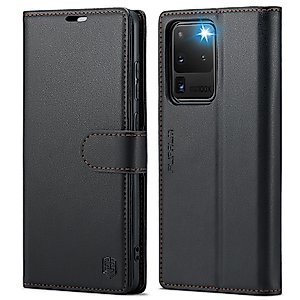 FLIPALM for Samsung Galaxy S20 Ultra 6.9"(Non S20/S20+) Wallet Case with RFID Blocking Credit Card Holder, PU Leather Flip Kickstand Shockproof Cover Women Men for Samsung S20 Ultra Phone case(Black)