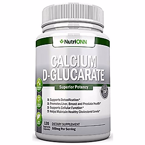 Calcium D-Glucarate - 500mg - 120 Vegetable Capsules - Superior Potency to Support Liver Detoxification, Estrogen Metabolism & Hormonal Balance - Helps with Prostate, Breast & Colon Health