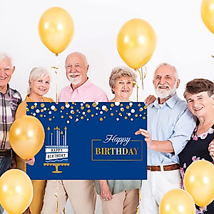 Jumbo Birthday Card with Envelope,14×22 inches Extra Large Navy Blue Birthday Party Greeting Card,Giant Guest Book Message Greeting Cards,Big Birthday Gifts Card for Men,Happy Birthday Party Decorations Supplies