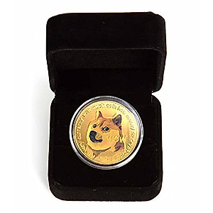 Gold Dogecoin Coin Doge Commemorative Coin Crypto Currency 2021 Limited Edition Collectible Coin with Display Case