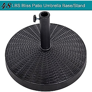 Sundale 48LBS Umbrella Stand 20.47'' Bliss Wicker Resin Patio Umbrella Base,Market Metal Heavy Duty Stand Outdoor, Black
