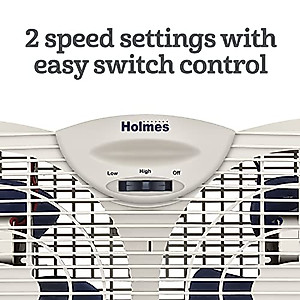 HOLMES Dual Blade Manual Window Fan with Double Sided Speed Control, Dual 3 Blade Fans, Manual Reversible Intake and Exhaust, Expandable Side Panel with Additional Extender Panels, White