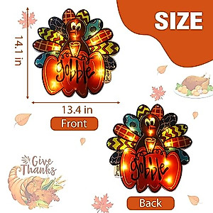Roseeyo Lighted Thanksgiving Window Decorations, 15.7" Light up Autumn Turkey Window Lights Window Silhouette Sign for Fall Harvest Thanksgiving Decor with 12 LEDs