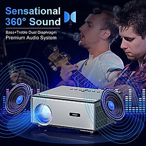4k Projector with WiFi and Bluetooth.XINDA 980ANSI Movie Outdoor Projector 4K Support Full-Sealed Engine,Software Updated,Native 1080P,4D/4P Keystone,500" Display,Wireless Caste/HDMI/USB/TV Stick/PPT