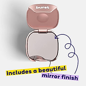 BURST Refillable Dental Floss Dispenser Set - Juniper Berry Scent - Charcoal Coated, Expanding Floss - Stain-Absorbing, Woven Tooth Floss - Rose Gold Case + 32 Yards Charcoal Floss