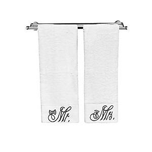 Modern Designs Pro Mr. and Mrs. Towels - Couple Embroidered Hand Towels - Wedding/Engagement Gifts (2 Pack - Mr. & Mrs.)