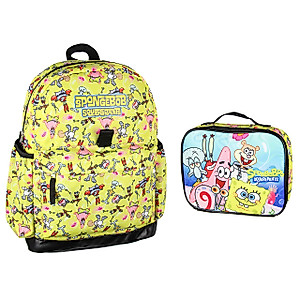 Nickelodeon SpongeBob SquarePants Characters Patrick Star Sandy Cheeks Mr. Krabs Squidward 2 Pc Lunch Box Backpack Bag Set