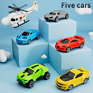 LOVE LIFE Airplane Toy Set Transport Cargo Plane Play Toy Gift for 3 4 5 6 Years Old Boys Girls Kids,Aircraft Vehicle Toys with 5 Mini Cars,Helicopter and Construction Worker