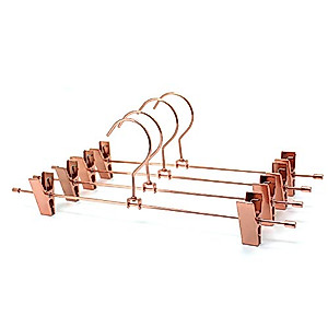 Koobay 13.8" Rose Gold Pants Metal Clothes Hangers, 30 Pack, Trouser Hangers with Clips Bottom Hangers Storage Display
