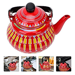 EYHLKM Household Enamel Kettle Decorative Enamel Teapot Water Boiling Kettle Teakettle (Color : Red)