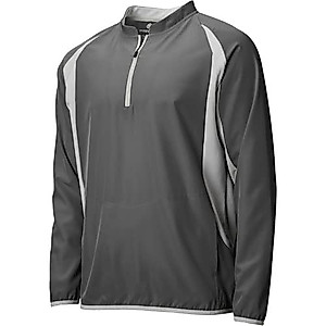 Wire2wire Men's Performance Long Sleeve Baseball Cage Jacket Grey/Grey 2XL