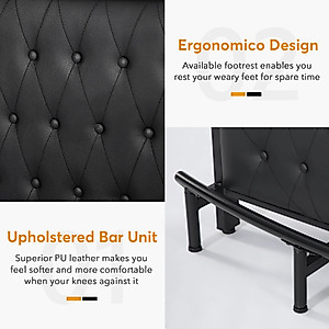 Tribesigns Home Bar Unit for Liquor, 44-Inch Bar Height Table with Storage, Black Entertainment Pub Table, Mini Bar Carts Upholstered&Metal Front Footrest for Kitchen, Balcony, Basement