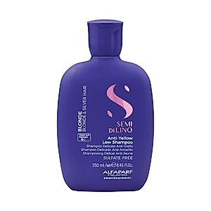 Alfaparf Milano Semi Di Lino Anti Yellow Purple Shampoo for Blonde Hair - Sulfate Free, Hydrating Shampoo for Blonde, Platinum, Silver & Gray Hair - Removes Yellow & Neutralizes Brass (8.45 oz/250 ml)