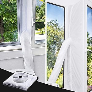 TOPOWN 560cm/220"Universal Window Seal for Portable Air Conditioner and Tumble Dryer,Easy to Install-Seal for AC Unit-Sealing AC with Zip and Adhesive Fastener,Works with Every Mobile Air-Conditioning