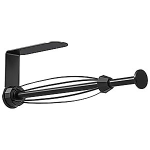 CYY Paper Towel Holder, Single Hand Operable Paper Towel Holder Under Cabinet with Damping Effect Adhesive Wall Mount Paper Towel Holder for Bathroom Kitchen Black