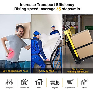 Riosoc Electric Stair Climbing Hand Trucks, 200W 3 Adjustable Speeds with Light 440lbs Max Load Folding Dolly Cart Trolley, with 6 Wheels Motor Battery for Moving Furniture Home Warehouse Supermarket