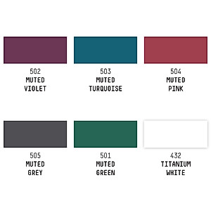 Liquitex Professional Acrylic Ink, Set of 6 (Muted Collection: Muted Green, Muted Grey, Muted Pink, Muted Turquoise, Muted Violet, White, 1-oz each)