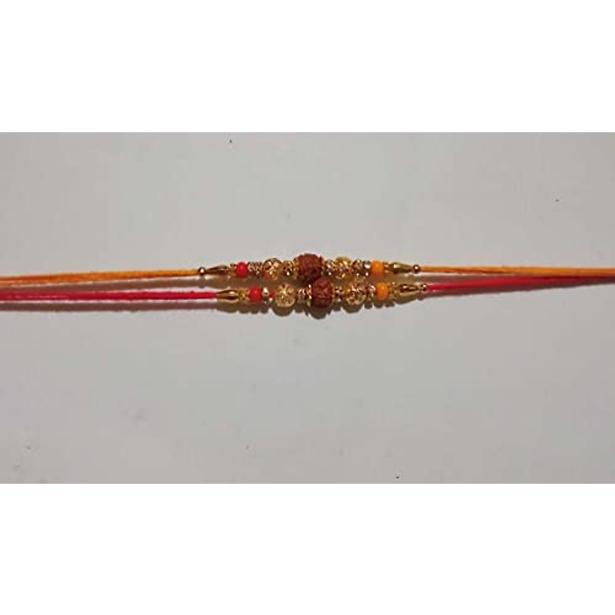 Rakhi for Brother Rakhi Set of 2 SINGLE RUDRAKSH WITH RINGS AND GOLDEN BEED Thread Bracelet for Bhai Bhaiya- Indian Rakhi Raksha Bandhan Festival gift for your loving Brother/Sibling , Family Member