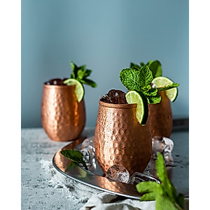 Kosdeg Copper Cups - 12 Oz set of 4 - A Unique Way To Enjoy Wine - The Perfect Pure Copper Tumbler for Water - Copper Drinking Cups Better Than Glasses or Plastic - Moscow Mule Copper Cup For Drinking