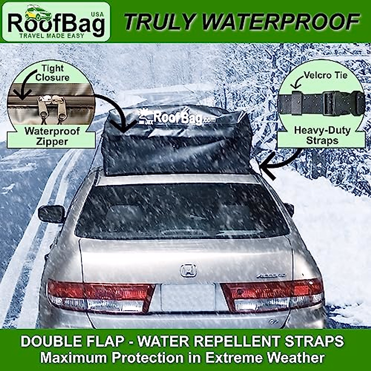 RoofBag Cross Country 100% Waterproof Soft Car Top Carrier for Any Car Van or SUV - Made in the USA | 2-Year Warranty | Ships Today