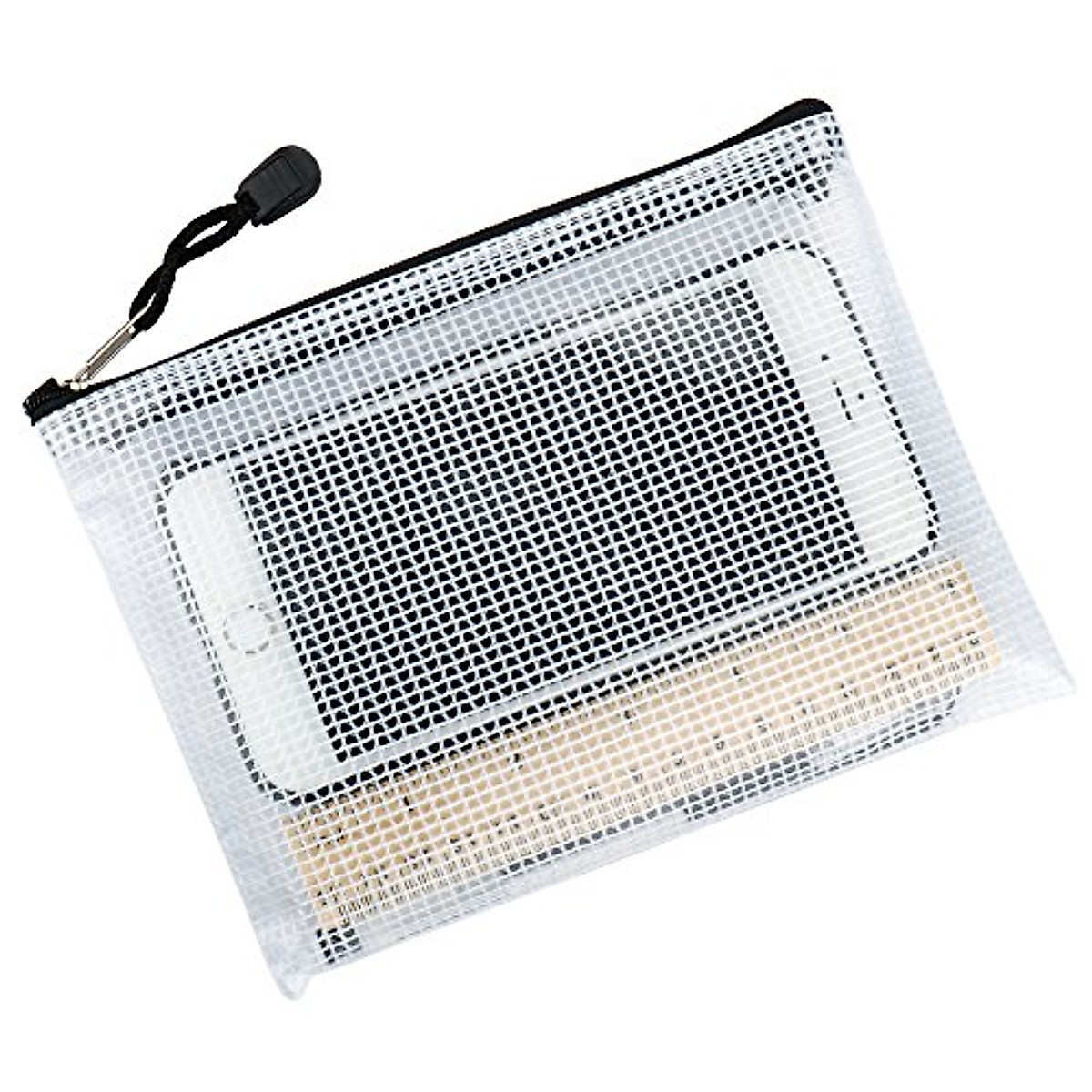 SUBANG 18 Pieces Black Zipper Pouch Zipper File Bags Mesh File Folders with Grid Travel Pouch, 9 Sizes