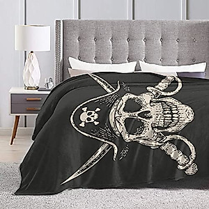 Perinsto Pirate Skull Throw Blanket Ultra Soft Warm All Season Decorative Fleece Blankets for Bed Chair Car Sofa Couch Bedroom 50"X40"