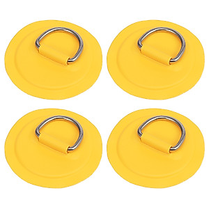 X AUTOHAUX 4pcs D Ring Patch PVC Stainless Steel Round Shape D Ring Pad for Inflatable Boat Kayak Canoe Deck Yellow