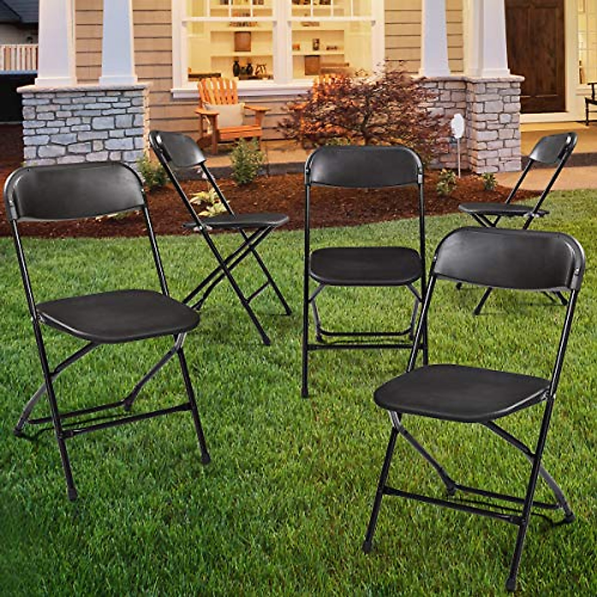 Sandinrayli 5-Pack Black Plastic Folding Chair Outdoor Patio Garden Wedding Party Event Furniture Chairs