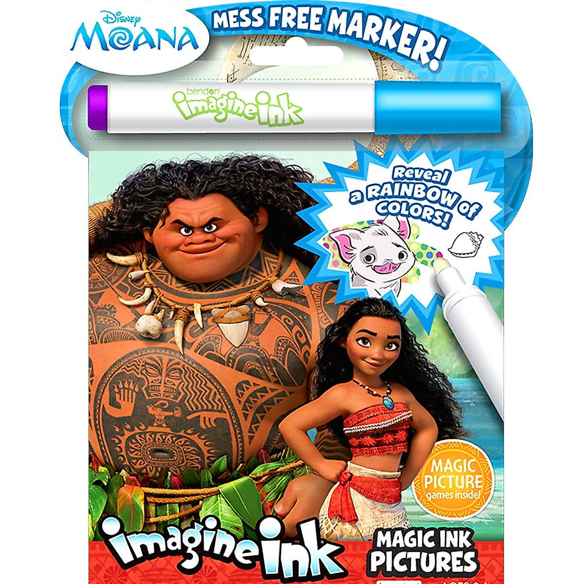 Imagine Ink Magic Pictures Coloring Activity Books Set - Moana, Trolls World Tour & Frozen II