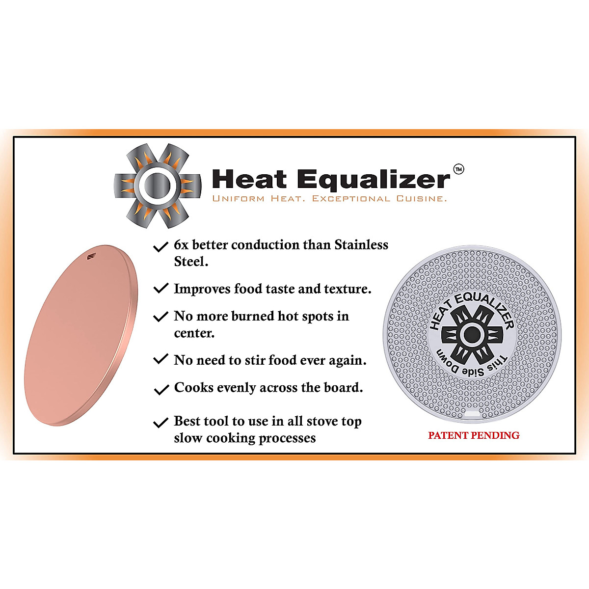 6 inch None Stick Copper finish Heat Equalizer-Heat Diffuser for Gas Stoves – Aluminum & Copper Alloy Hot Plate for Even Cooking-Burner Cover & Simmer Plate