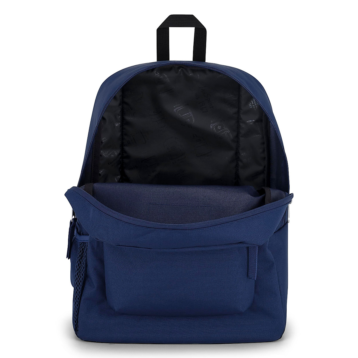 JanSport Cross Town Backpack, Navy, 17" x 12.5" x 6" - Simple Bag with 1 Main Compartment, Front Utility Pocket - Premium Accessories