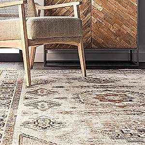 nuLOOM Maison Fading Tribal Medallion Fringe Area Rug, 4' x 5' 7", Beige