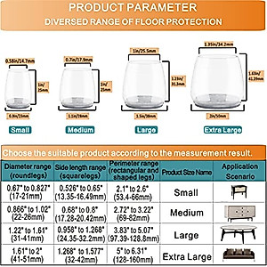 16 PCS Transparent Silicone Chair Leg Floor Protectors for Hardwood Floors.Small 3/4".