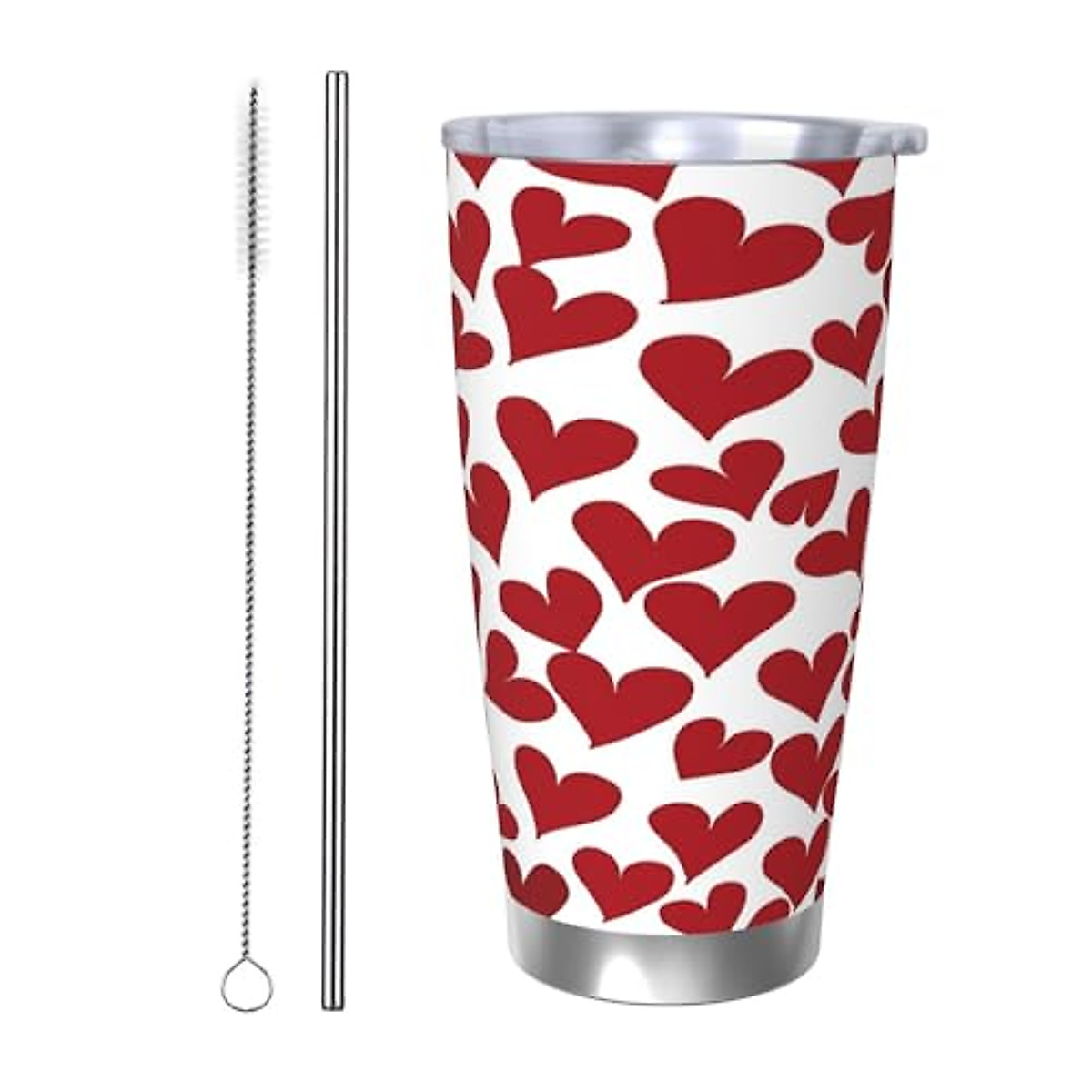 AYCZN Red Heart 20 OZ Tumbler Stainless Steel Travel Coffee Mug, Romantic Insulated Water Bottle with Lid Leakproof Thermal Cup