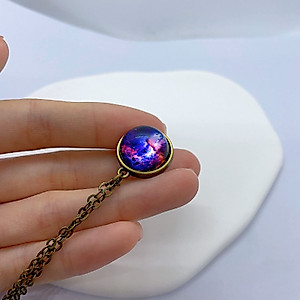 Galaxy Pendant Necklaces Nebula Double Sided Outer Space Glass Planet Necklace for Women Men Earth Globe Universe Jewelry Christmas Gifts 7