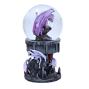 Nemesis Now Anne Stokes Dragon Mage Snowglobe Shaker, Polyresin, Purple, 18.5cm