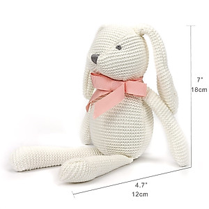FLUFFYFUN Organic Baby Toys White Bunny Rabbit Stuffed Animal 7.1"