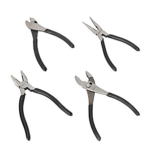 Amazon Basics Plier Tools, Set of 4, Black,silver