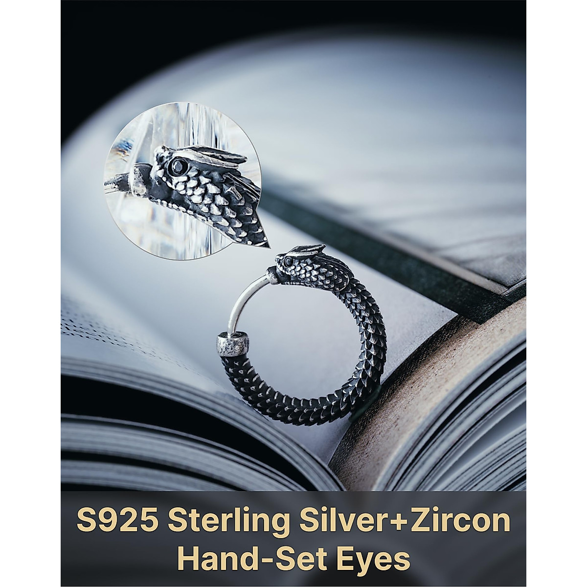 COPPERTIST.WU Ouroboros Earrings Small Huggie Hoop Earrings 925 Sterling Silver Earrings Hypoallergenic for Men Women