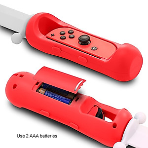 ECHZOVE LED Game Sword for Nintendo Switch Joy-Con, Hand Grip for Skyward Sword Switch Game with Hand Strap - Red