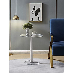 MEETLAKE Clear Acrylic Table with Cone Metal Pole (Large, Silver) …