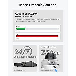 ANNKE C500 5MP PoE Security IP Dome Camera, Super HD H.265+ Night Vision, Remote Access Built-in Mic, Support 256 GB TF Card, IP67 Outdoor Weatherproof & IK10 Vandal-Proof