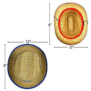 JOYIN Toy Pack of 12 Childs Straw Cowboy Hats with Cowboy Bandannas (6 Red & 6 Blue) Party Favors