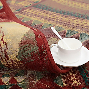 COZYLOOM 9x12 Area Rug Vintage Tribal Distressed Rug Bohemian Farmhouse Rustic Geometric Rug Non Slip Non-Shedding Low Pile Accent Rug Indoor Fluffy Boho Carpet for Living Room Bedroom Home Office