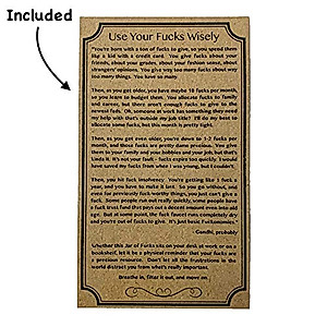Give a Fuck - FUCK wooden cutouts - Make your own 12oz Jar of Fucks! 170 per pack - (Explanation Card Included)