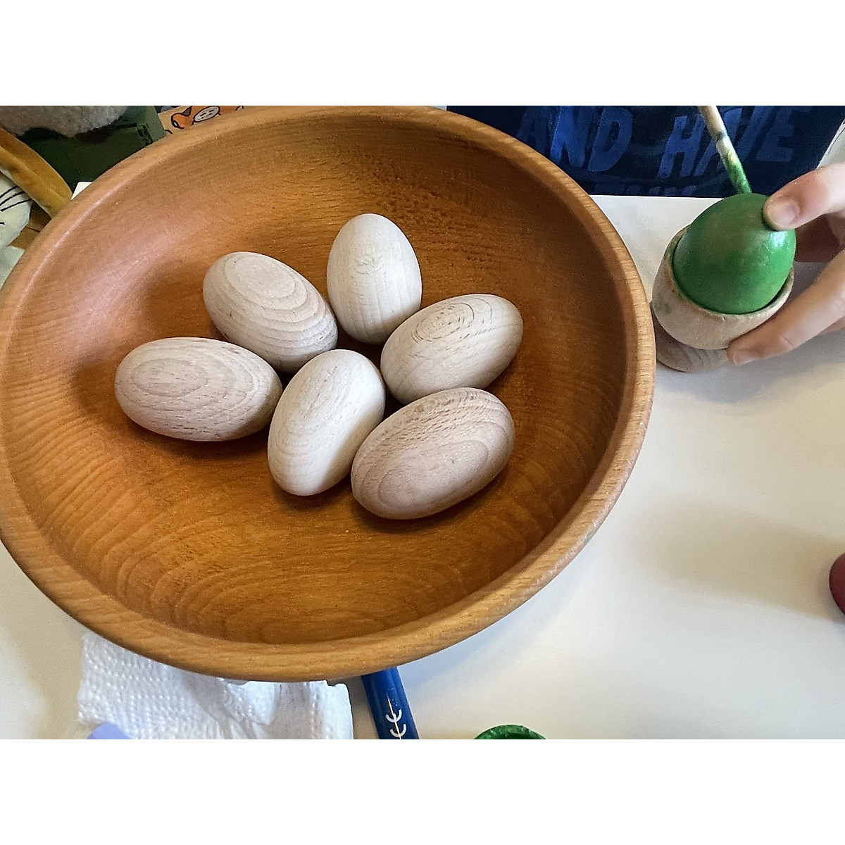 efo Wooden Eggs for Arts and Crafts or Easter Decorations - Easter Gift Idea - Great for Easter Basket Egg Hunt or Home Decor - Unpainted Eggs Set of 10