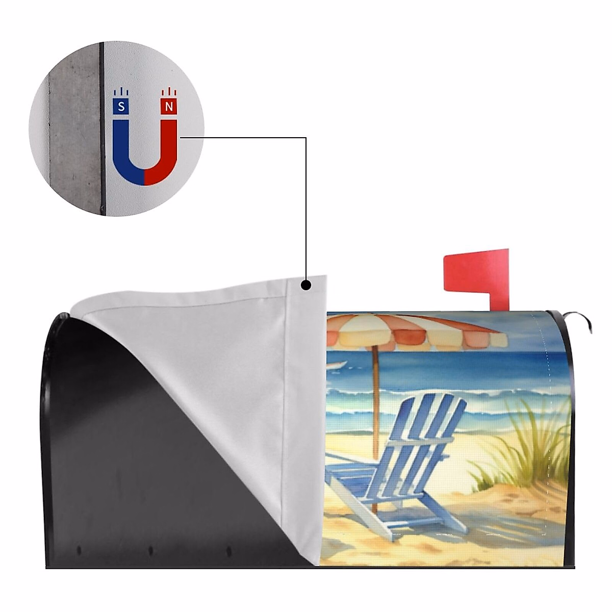Summer Mailbox Covers Magnetic Standard Size 18" X 21" Beach Life Mailbox Cover Summer Nautical Magnetic Mailbox Covers Post Wraps Letter Box Cover for Home Garden Yard Decor